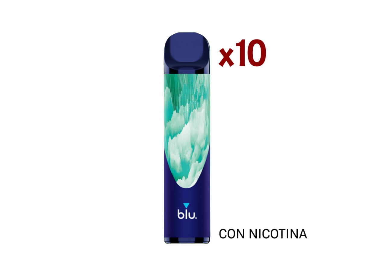Pack 10 Blu Bar Vaper Desechable - Menta Con Nicotina 600 Caladas
