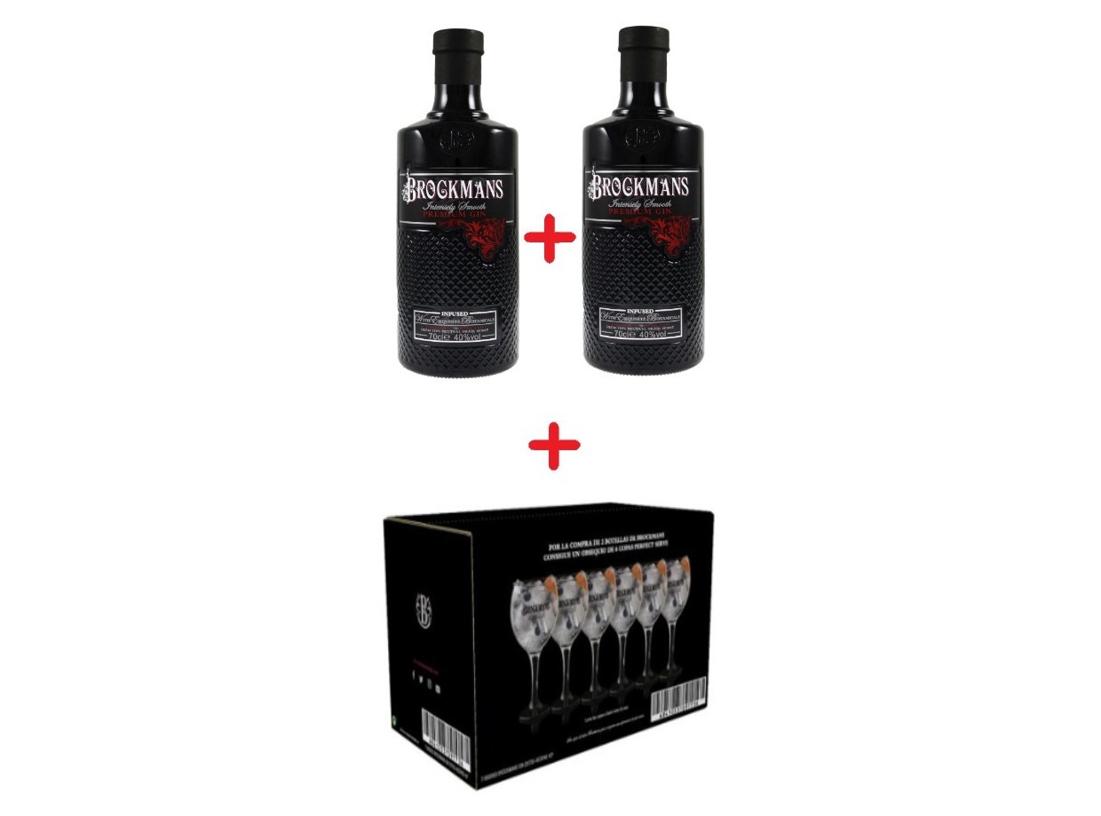 2 Botellas Gin Brockmans + 6 Copas - Comprar online