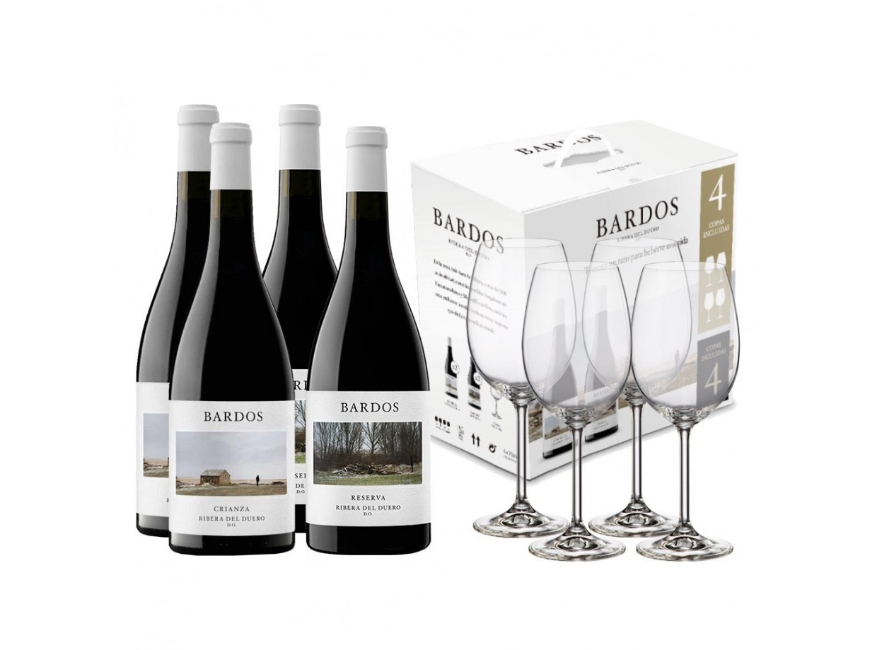 Buy Pack Bardos 2 Romántica + 2 Reserva + 4 Copas | Campoluz Enoteca